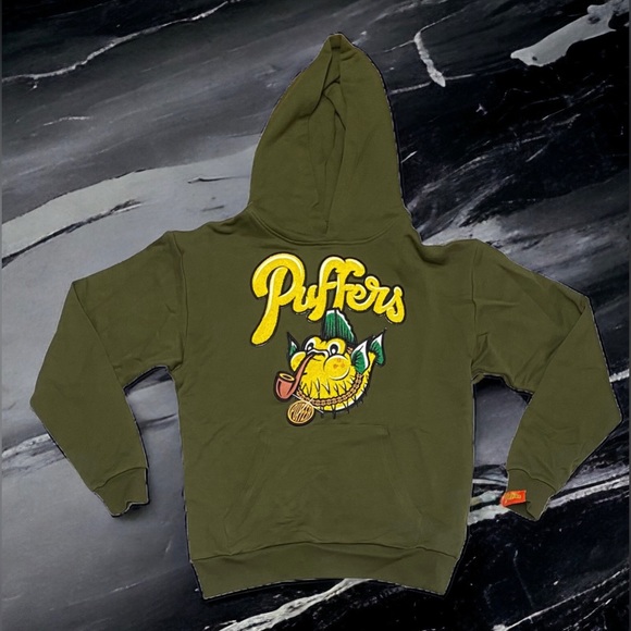 Puffers | Shirts | New Capn On Melrose Puffers Olive Green Hoodie Mens ...